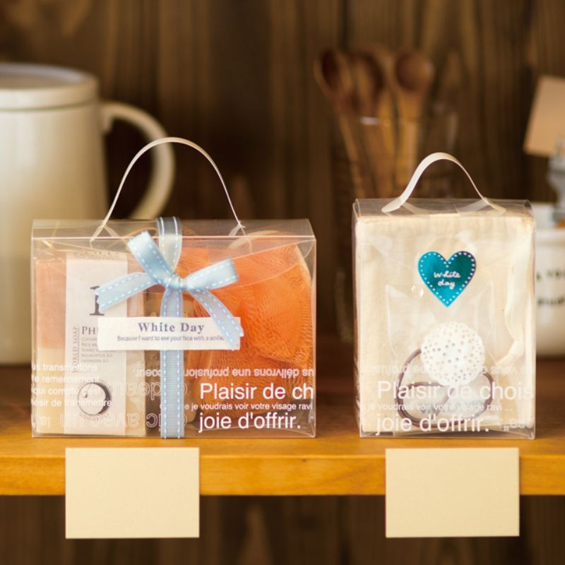 ギフト箱 カフェオレハンドル付クリアPPBOX-M(20枚) ヘッズ | テイクアウト容器の通販サイト【容器スタイル】